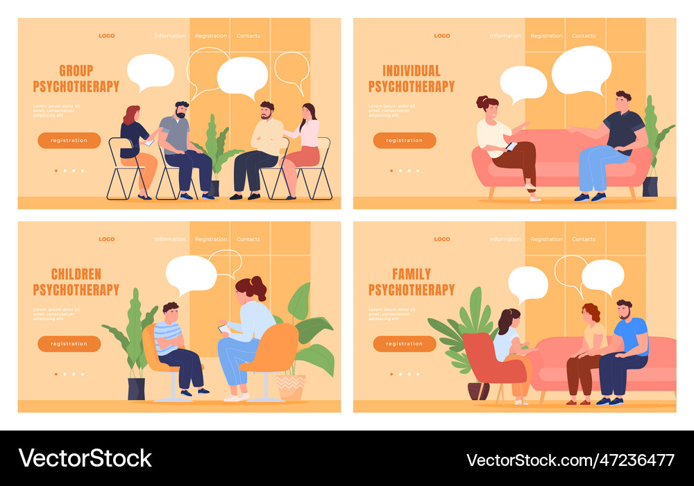 Consultation with a psychologist people discuss Vector Image