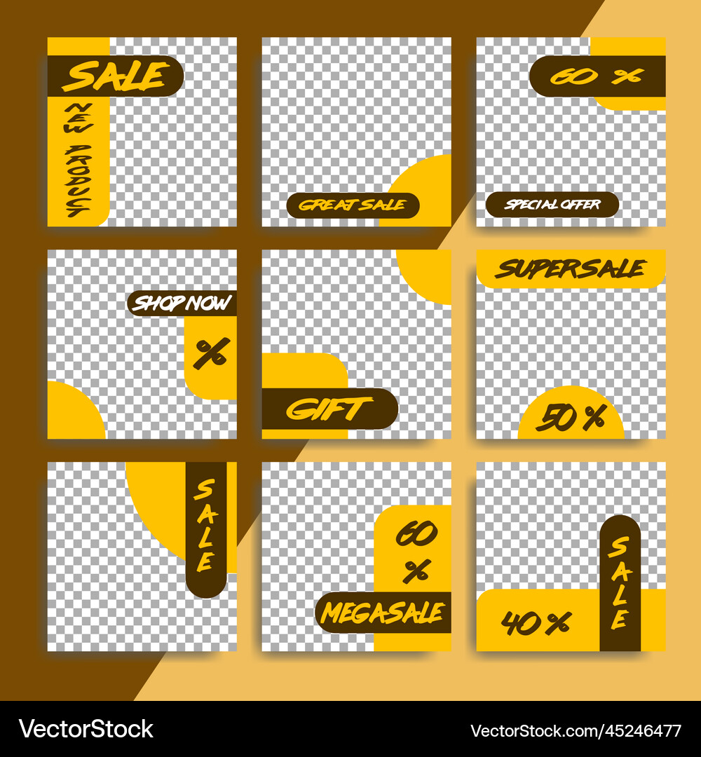 Editable set of square social media post Vector Image