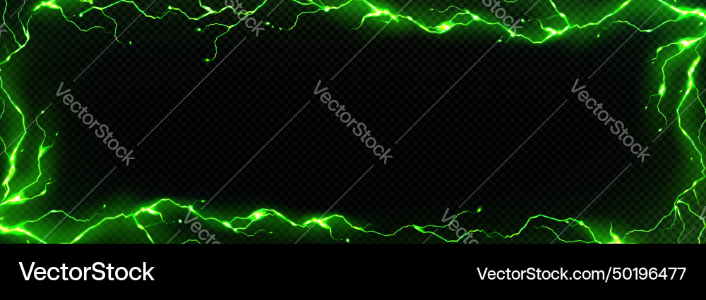 Frame border from green bright lightning and fog Vector Image