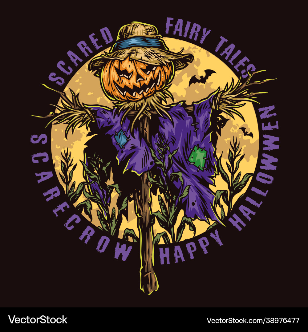 Halloween round colorful badge Royalty Free Vector Image