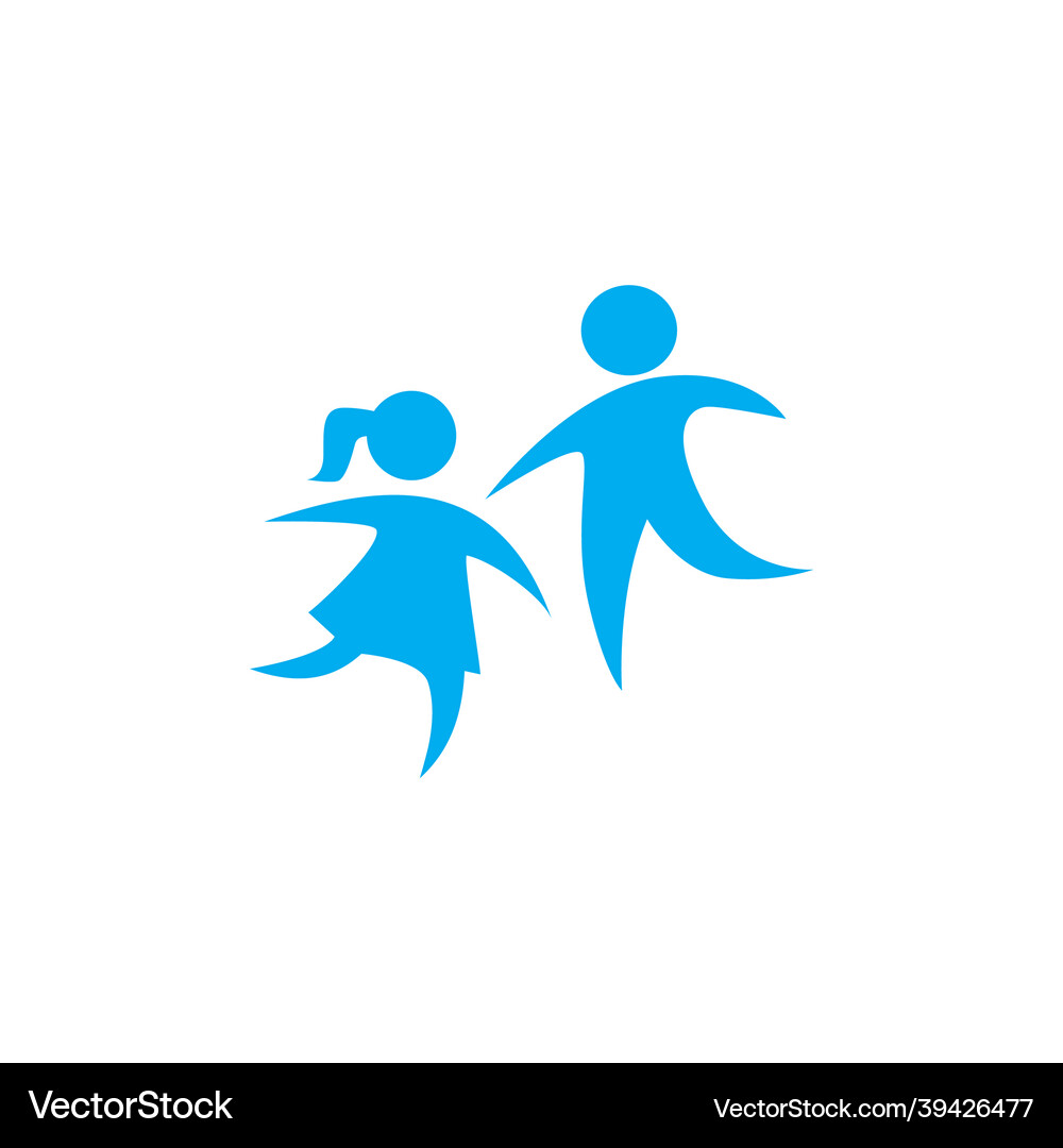 Kids Playing Logo - Abstract Icons Royalty Free Vector Image