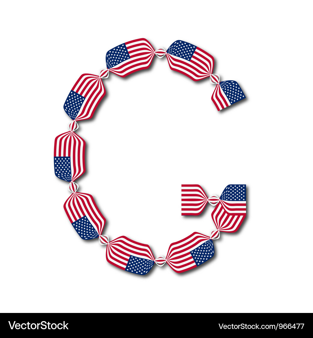 Letter g made usa flags in form candies Royalty Free Vector