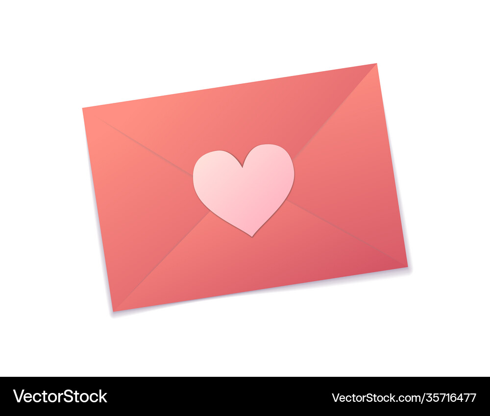 Lovely pink valentine romantic envelope on white Vector Image