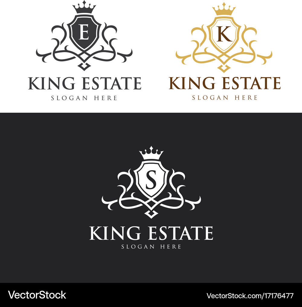Luxury logo crests design for hotel Royalty Free Vector