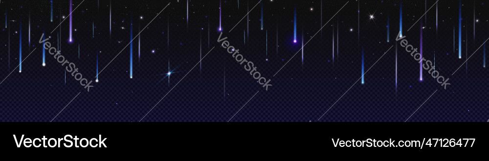 Realistic star shower on transparent night sky Vector Image