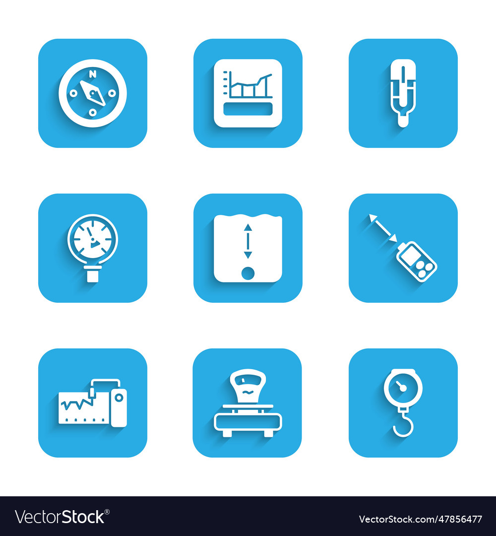 Set depth measurement scales hand scale spring Vector Image
