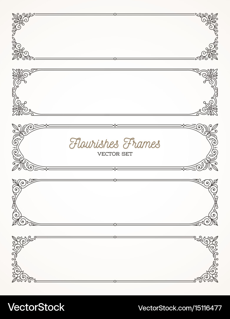 Set flourishes calligraphic elegant frames Vector Image