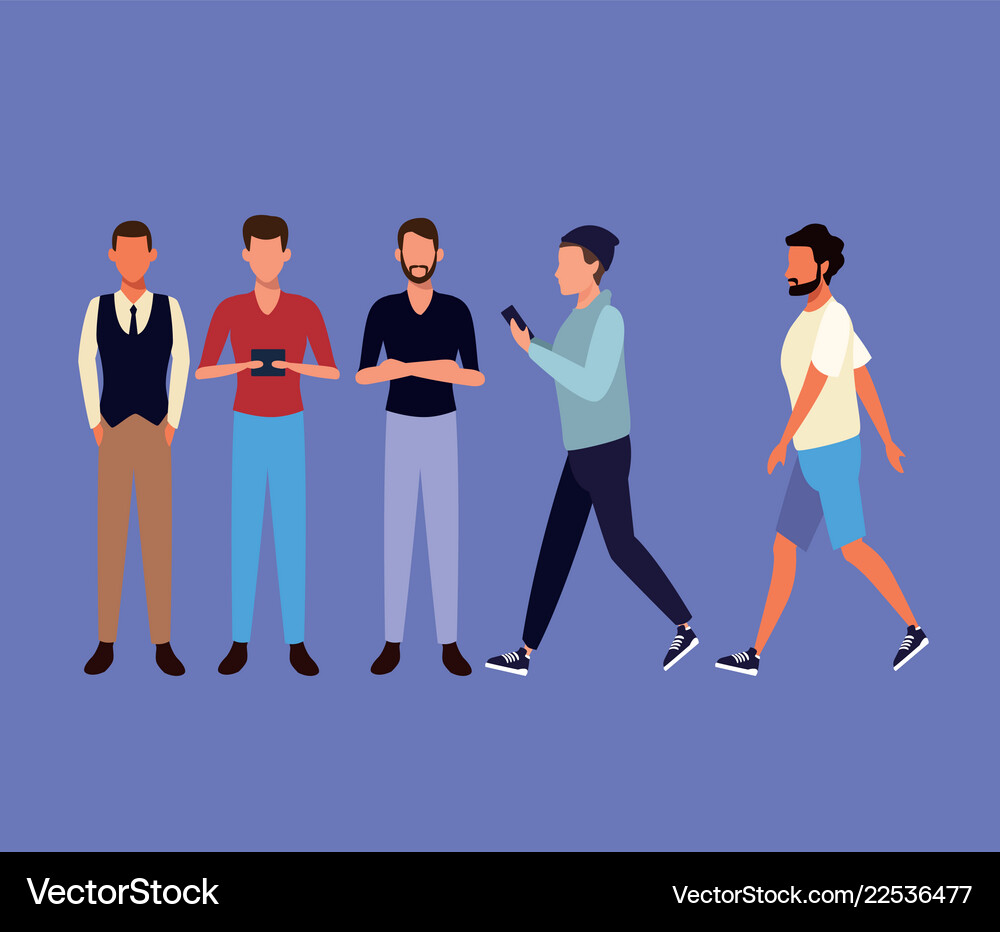Set of people walking Royalty Free Vector Image