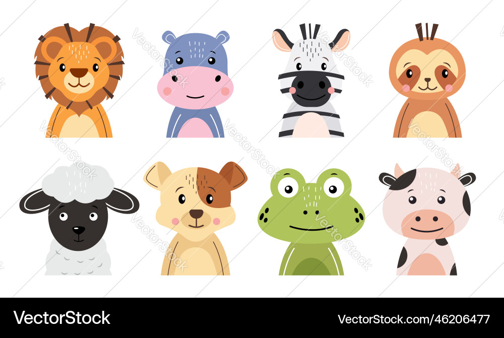 Wildlife animals cartoon character collection Vector Image