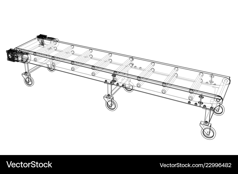 3d outline conveyor belt rendering of Royalty Free Vector