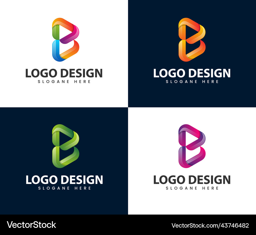 Abstract media play letter b logo design Vector Image