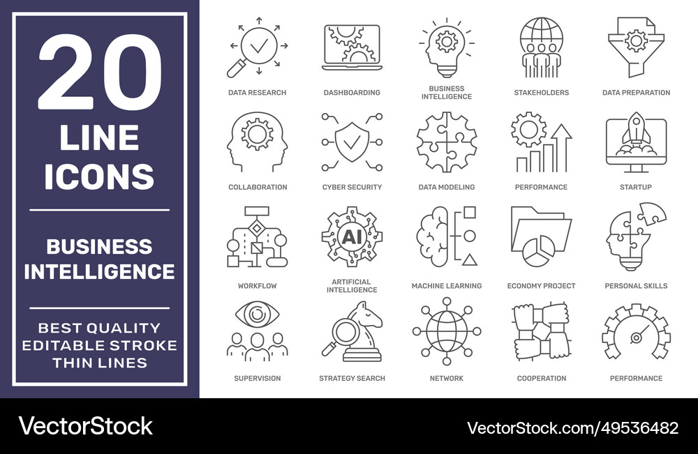 Business intelligence related icons set Royalty Free Vector