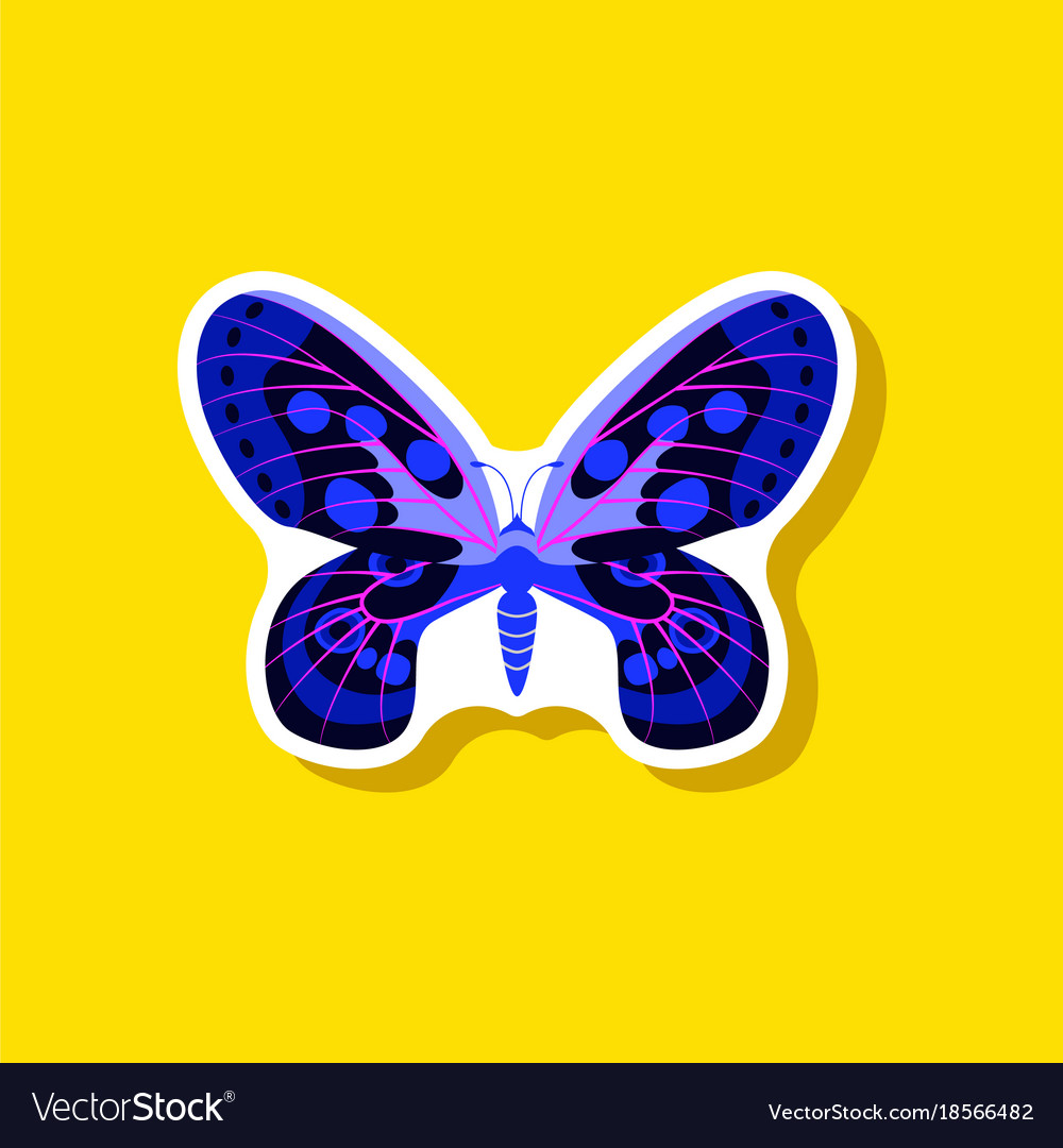 Butterfly Paper Sticker On Stylish Background Vector Image
