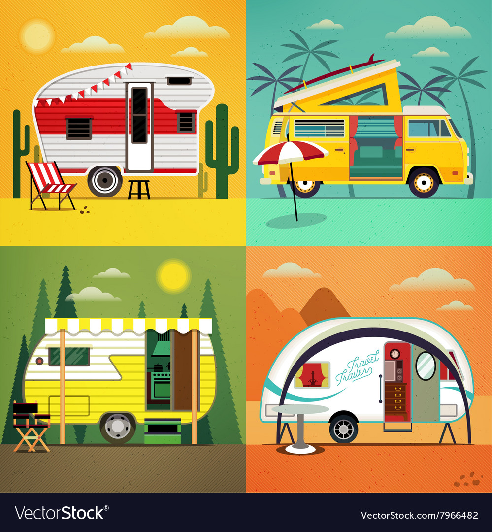 Camping trailers Royalty Free Vector Image - VectorStock
