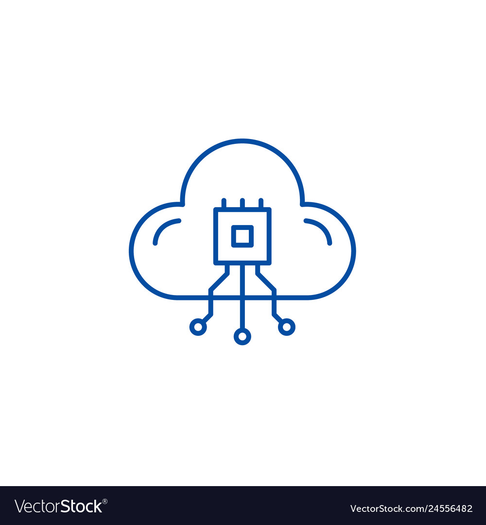 Cloud technologies system line icon concept Vector Image