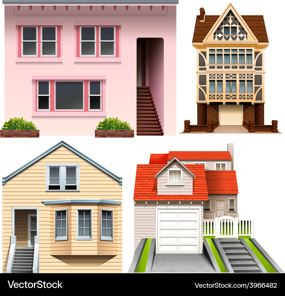 Four house designs Royalty Free Vector Image - VectorStock
