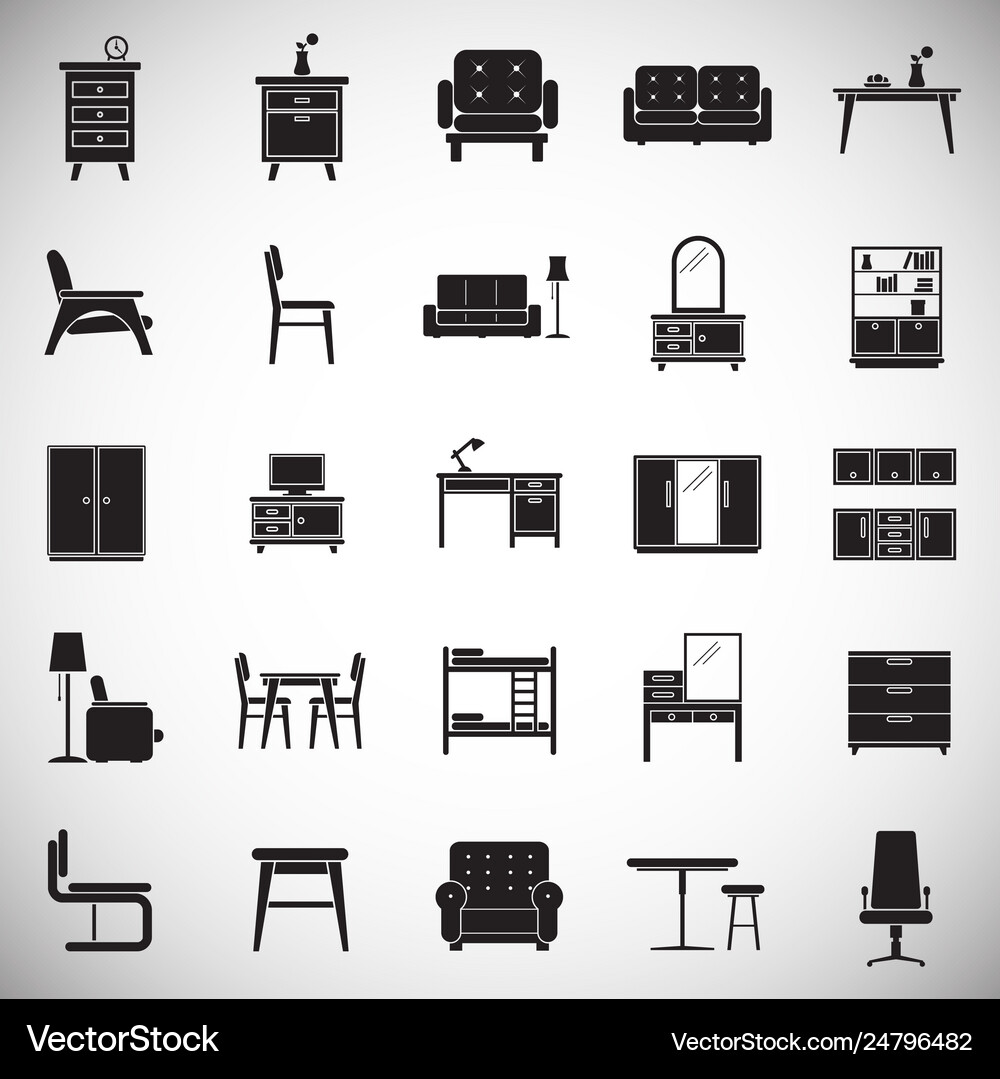 Furniture icons set on white background Royalty Free Vector