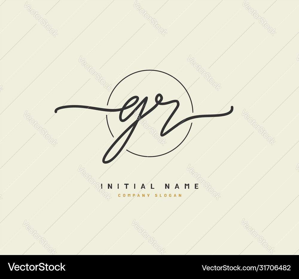 G r gr beauty initial logo handwriting logo Vector Image