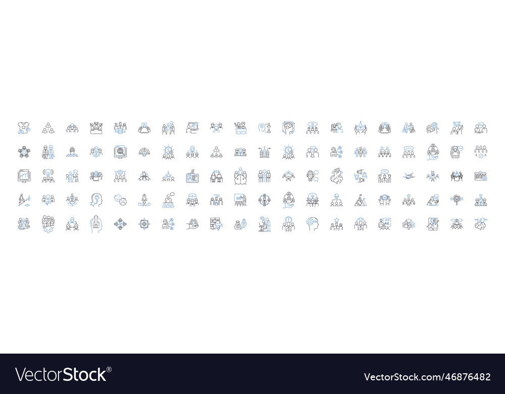 Joint effort line icons collection ollaboration Vector Image