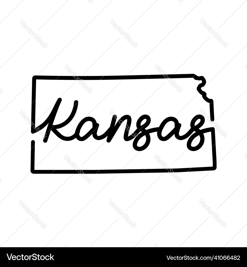 Kansas State Outline with Handwritten Name Vector Image