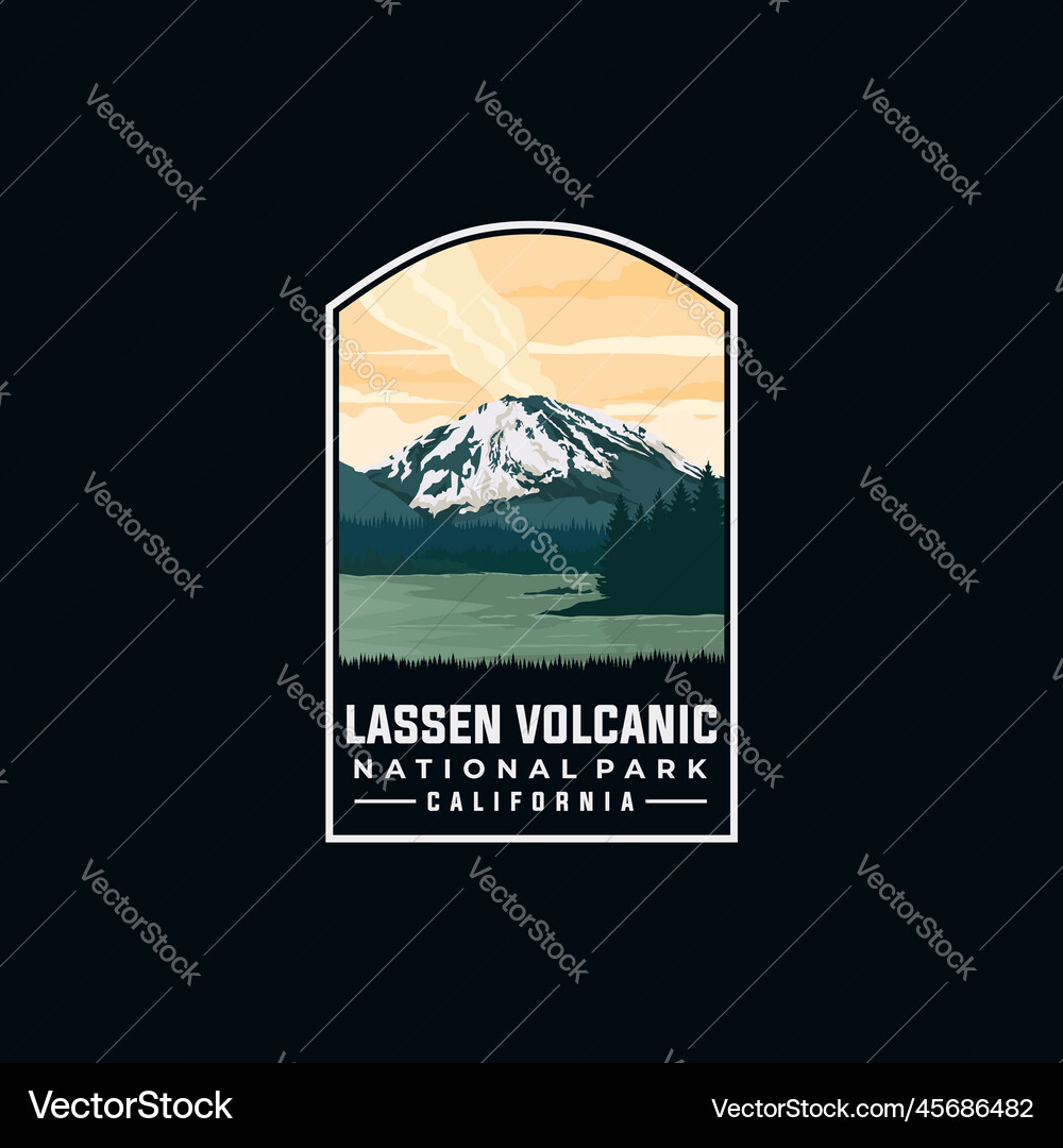 Lassen volcanic national park template Royalty Free Vector