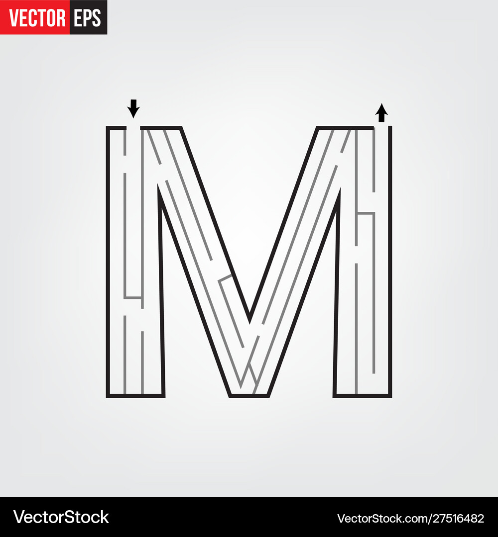 Letter m shape maze labyrinth maze with one way Vector Image