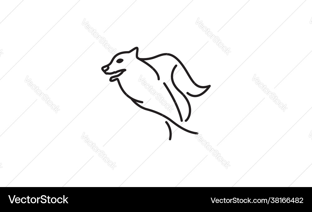 Lines run siberian husky logo icon design Vector Image