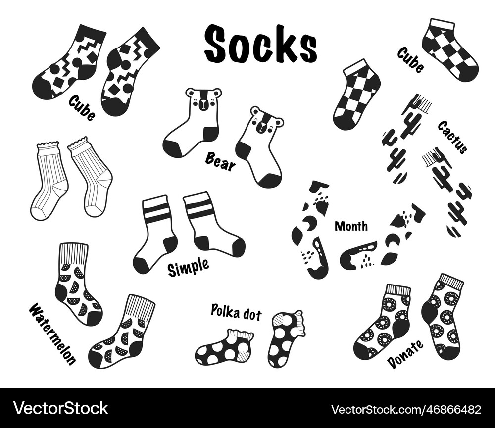 Set of black and white socks Royalty Free Vector Image