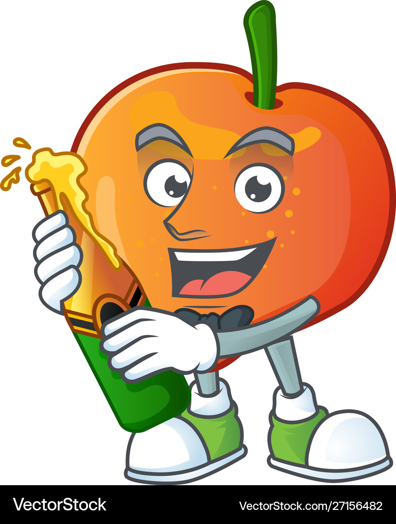 With beer sweet nectarine character maskot Vector Image