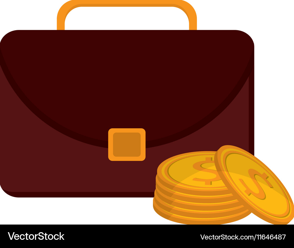 Briefcase and money coin icon Royalty Free Vector Image