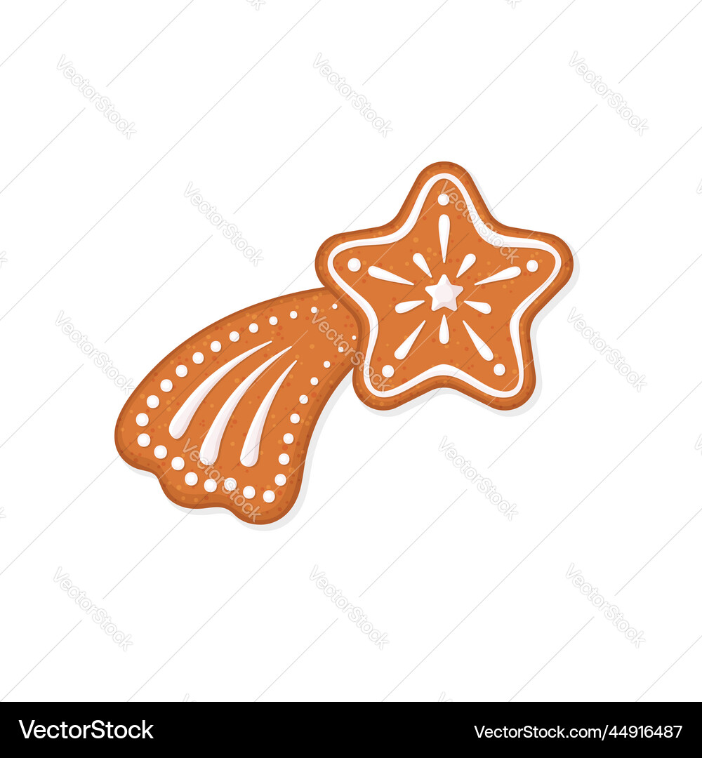 Christmas gingerbread cookie in shape of comet Vector Image