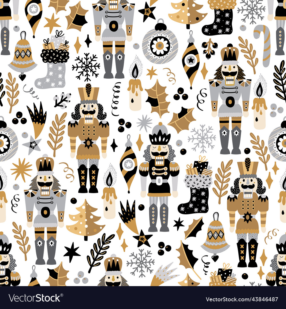 Christmas seamless nutcracker pattern Royalty Free Vector