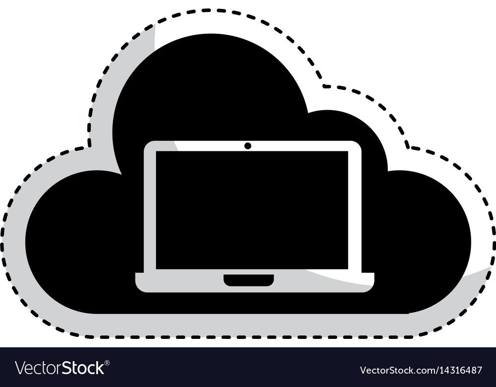 Cloud computing with laptop Royalty Free Vector Image