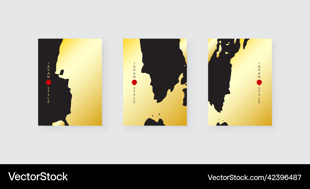 Golden ink brush stroke on black background Vector Image