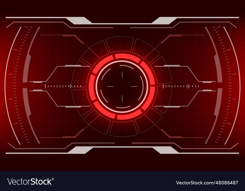 Hud sci-fi interface screen red danger view Vector Image