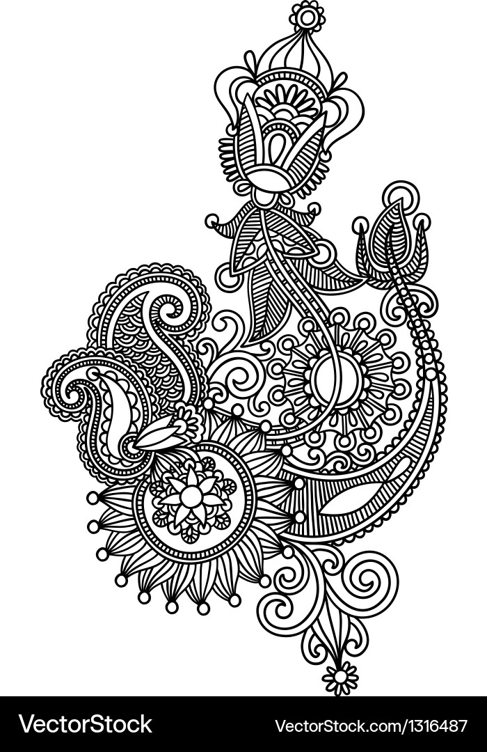 Line art ornate flower design Royalty Free Vector Image