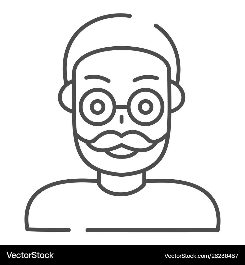 Old man thin line icon adult Royalty Free Vector Image