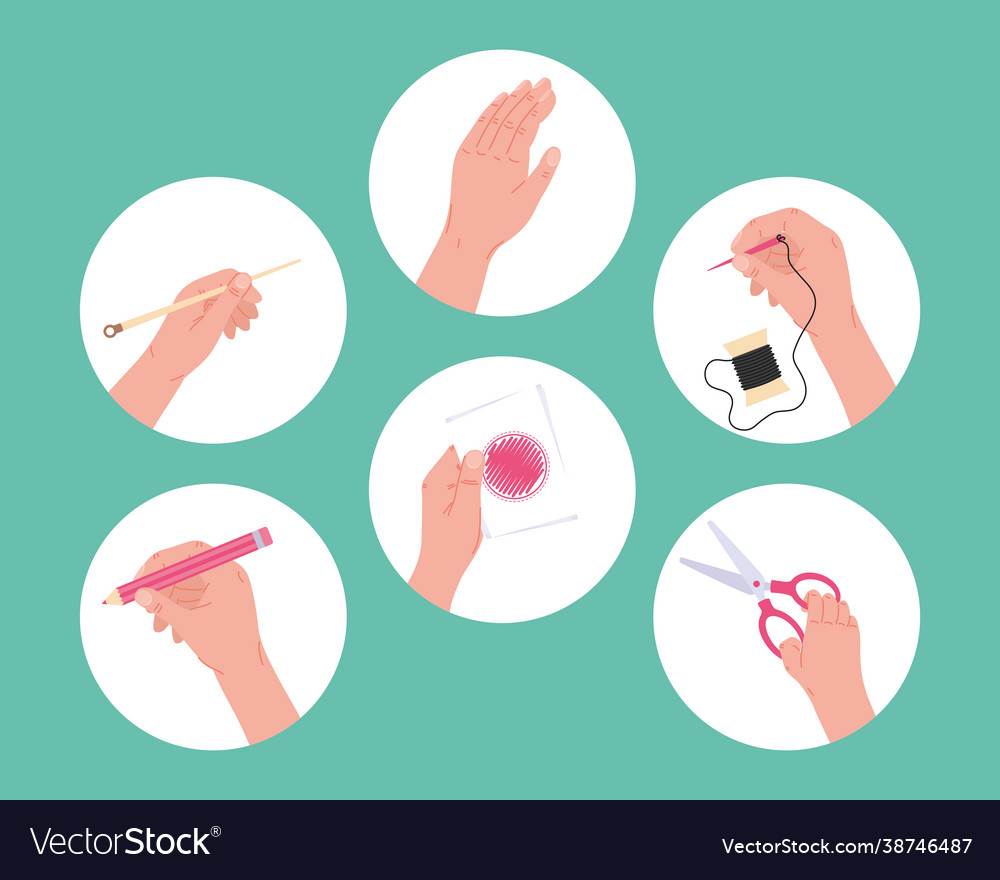 Six hands made projects Royalty Free Vector Image