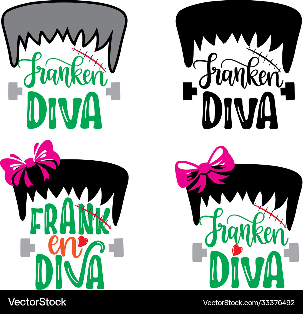 4 styles franken diva svg halloween Royalty Free Vector