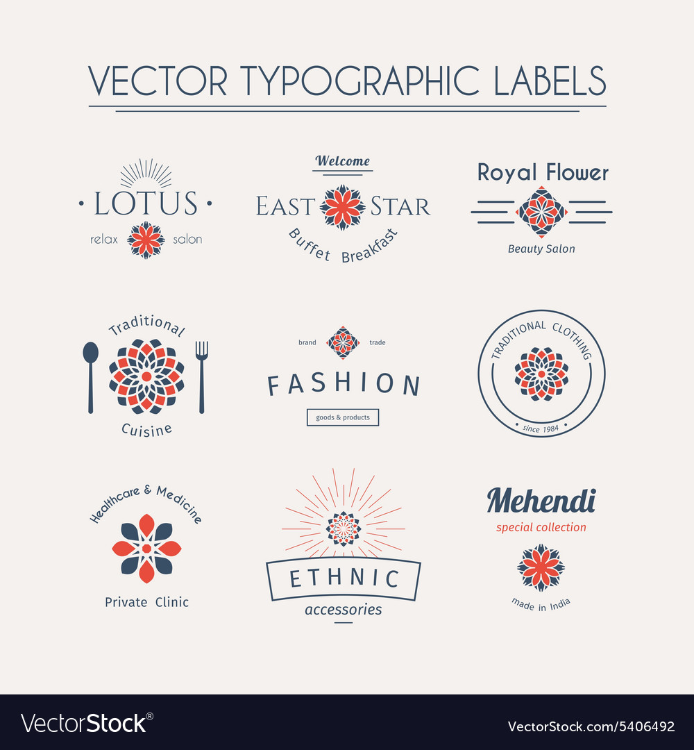 Asian typographic logos Royalty Free Vector Image