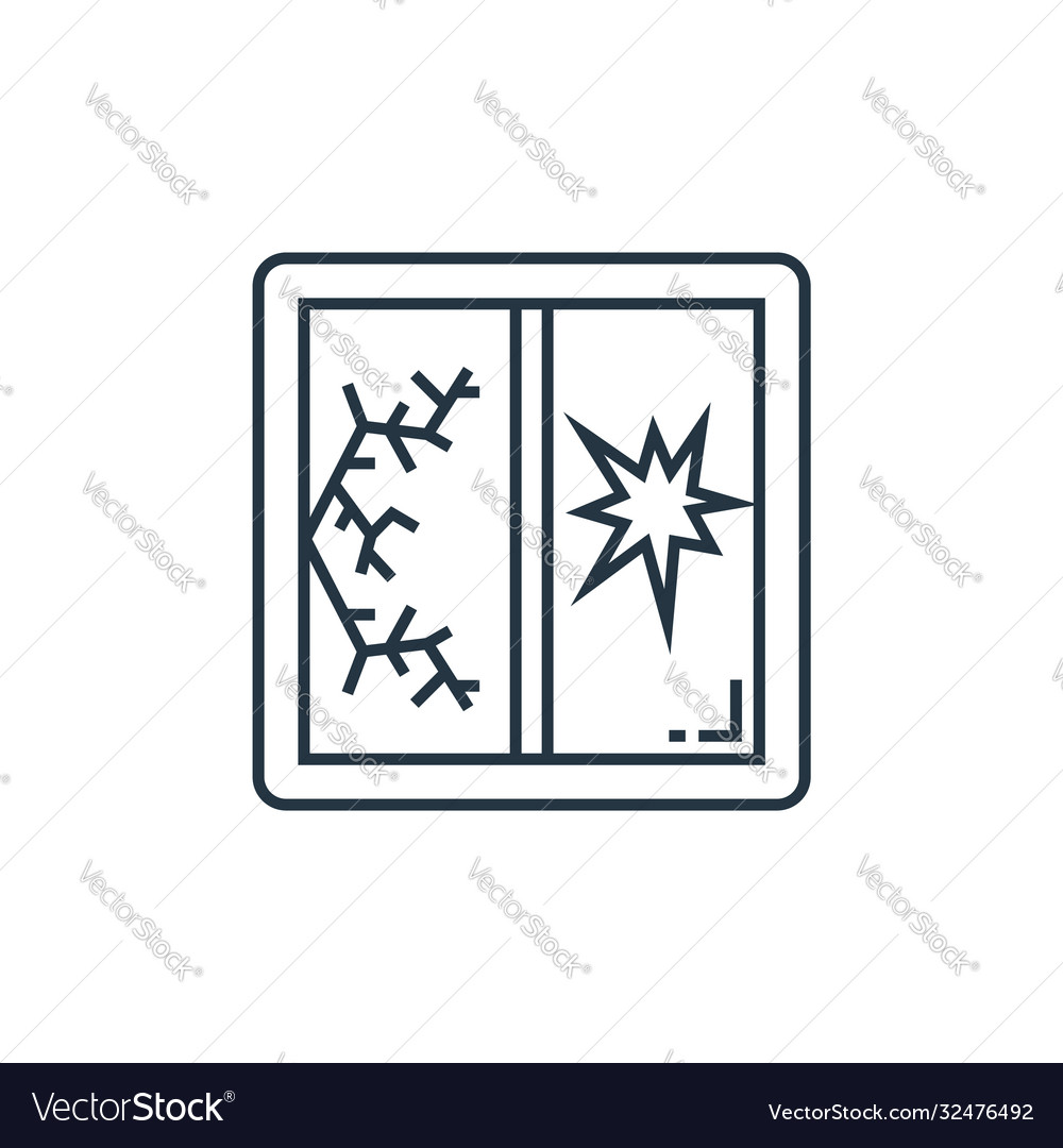 Broken window icon editable stroke Royalty Free Vector Image