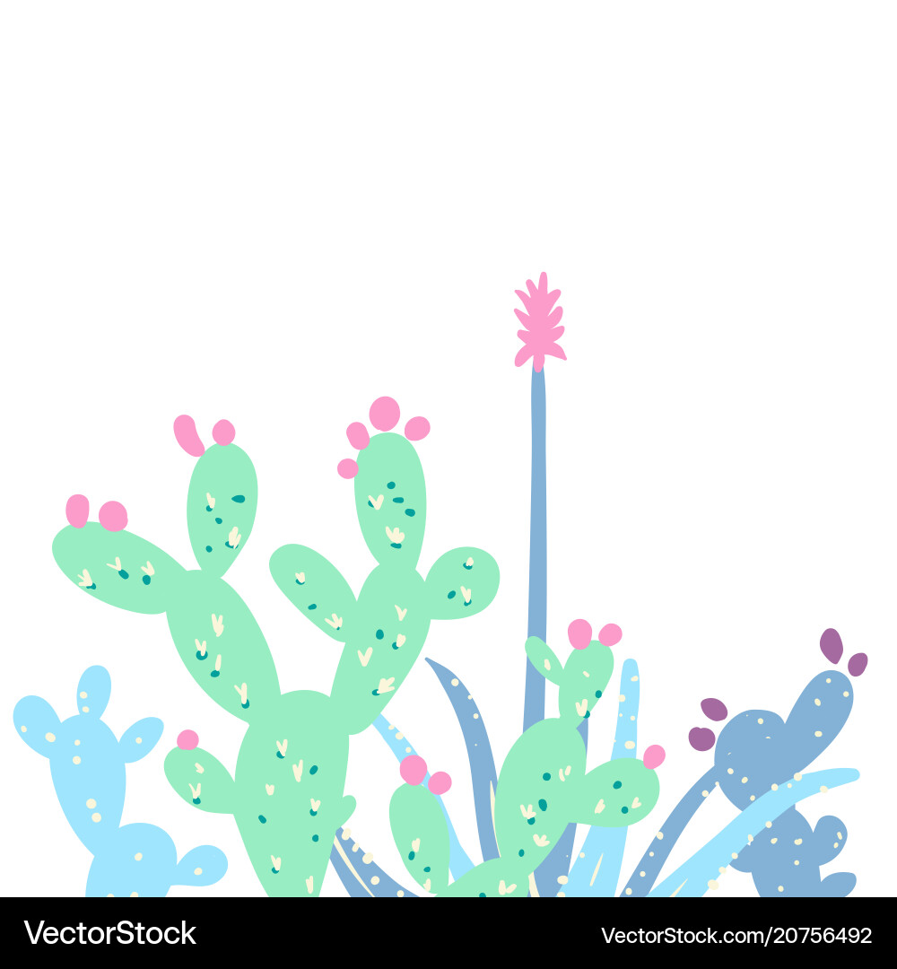 Cactus set card in pastel colors Royalty Free Vector Image