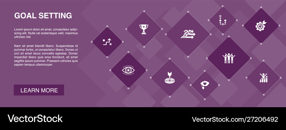 Goal setting banner 10 icons conceptdream big Vector Image