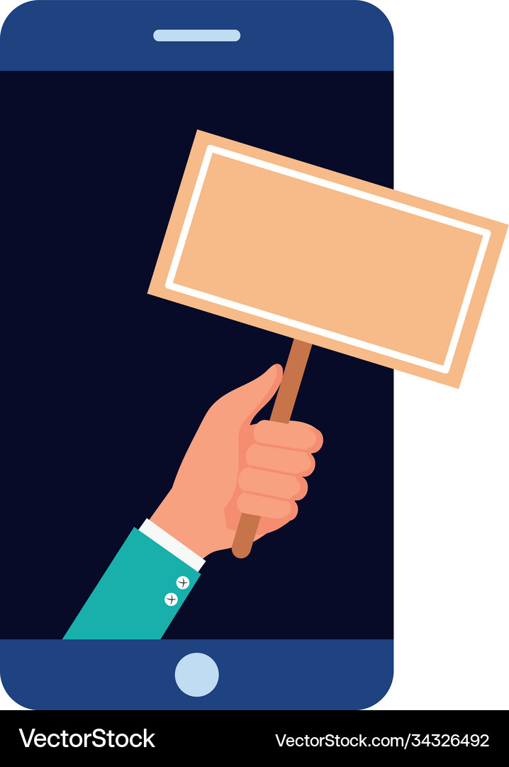 Hand holding vote banner on smartphone Royalty Free Vector