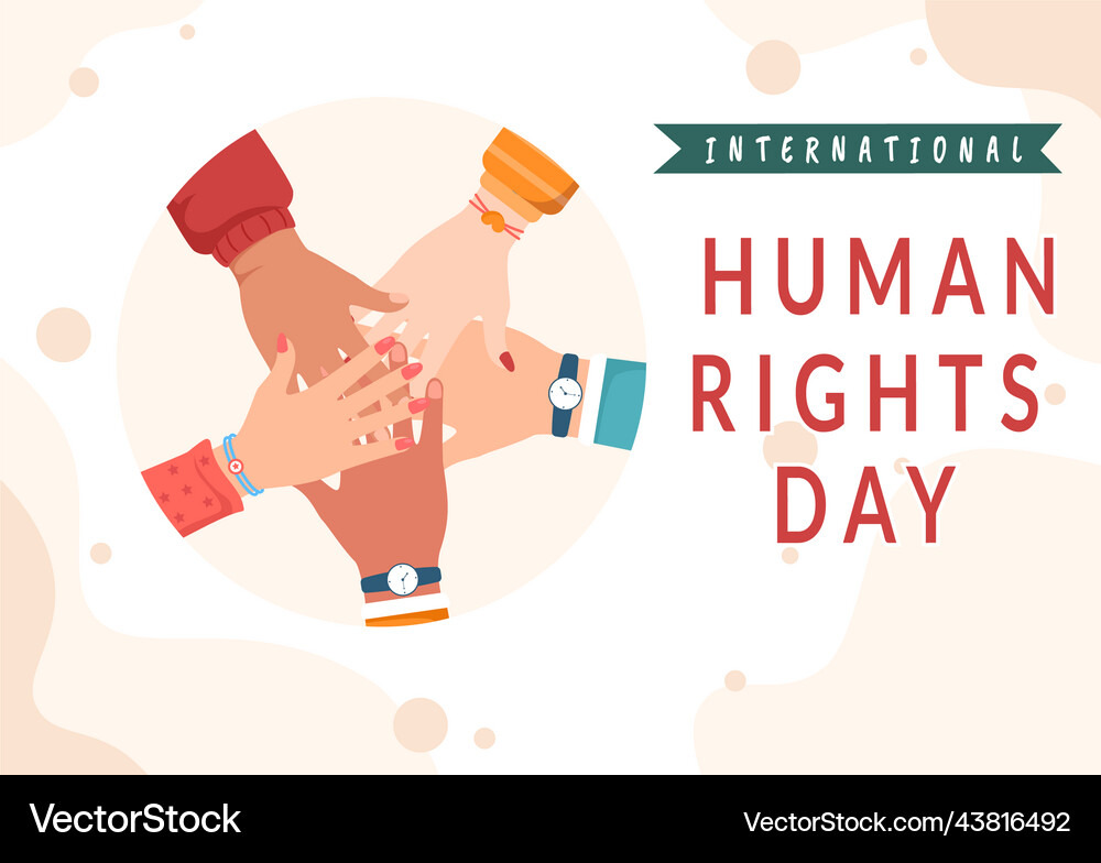 Human rights day template hand drawn flat cartoon Vector Image