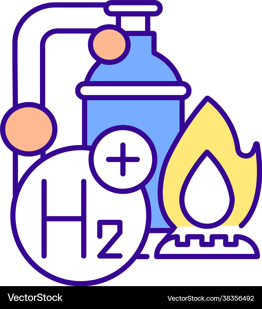 Hydrogen boiler rgb color icon Royalty Free Vector Image