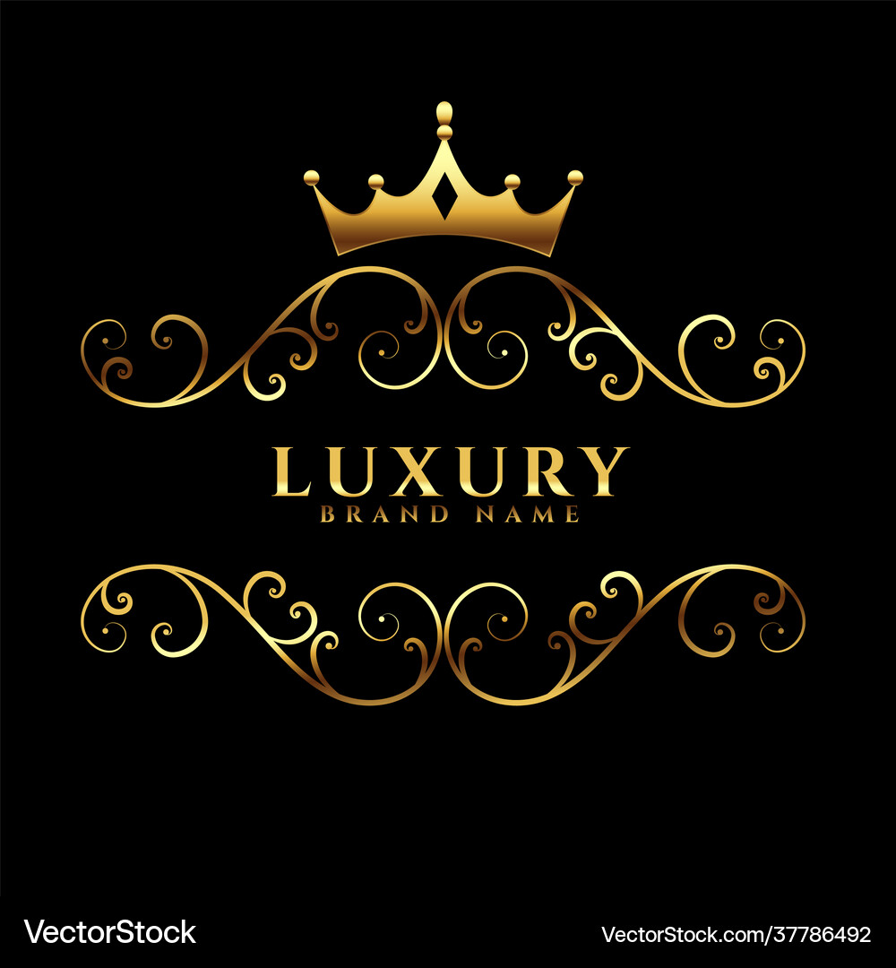 Luxury logotype concept with golden crown Vector Image