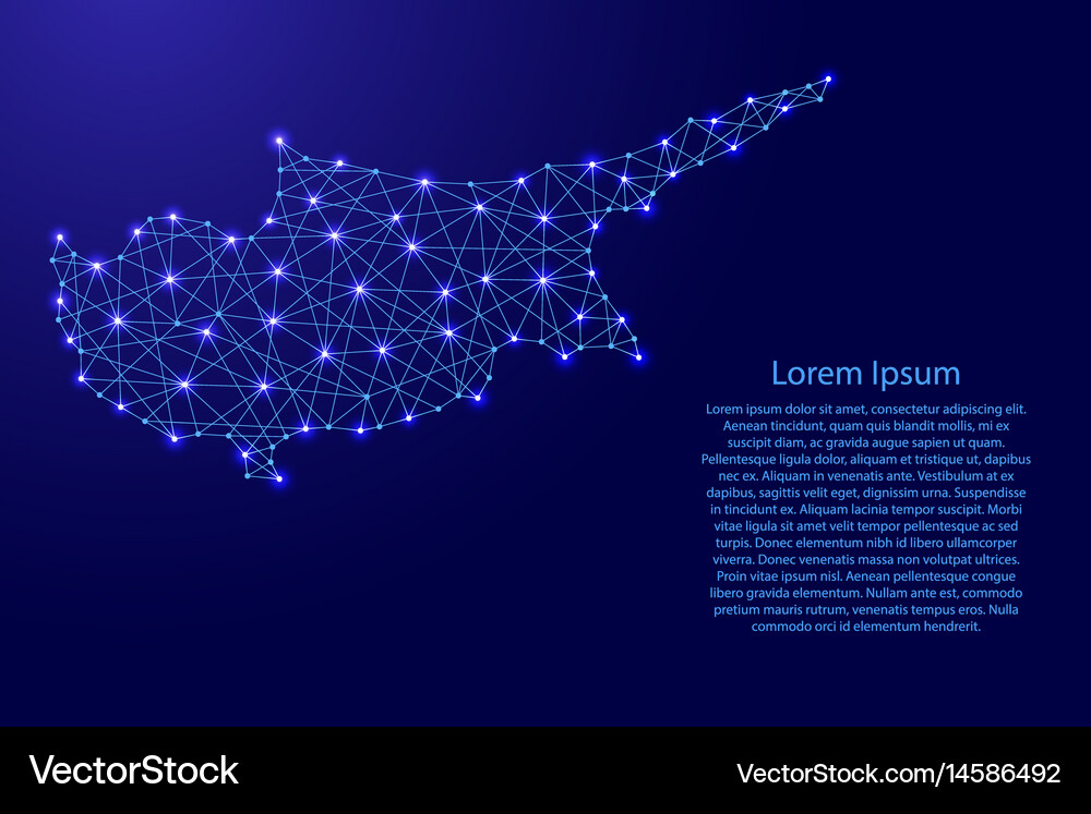 Map of cyprus from polygonal blue lines Royalty Free Vector