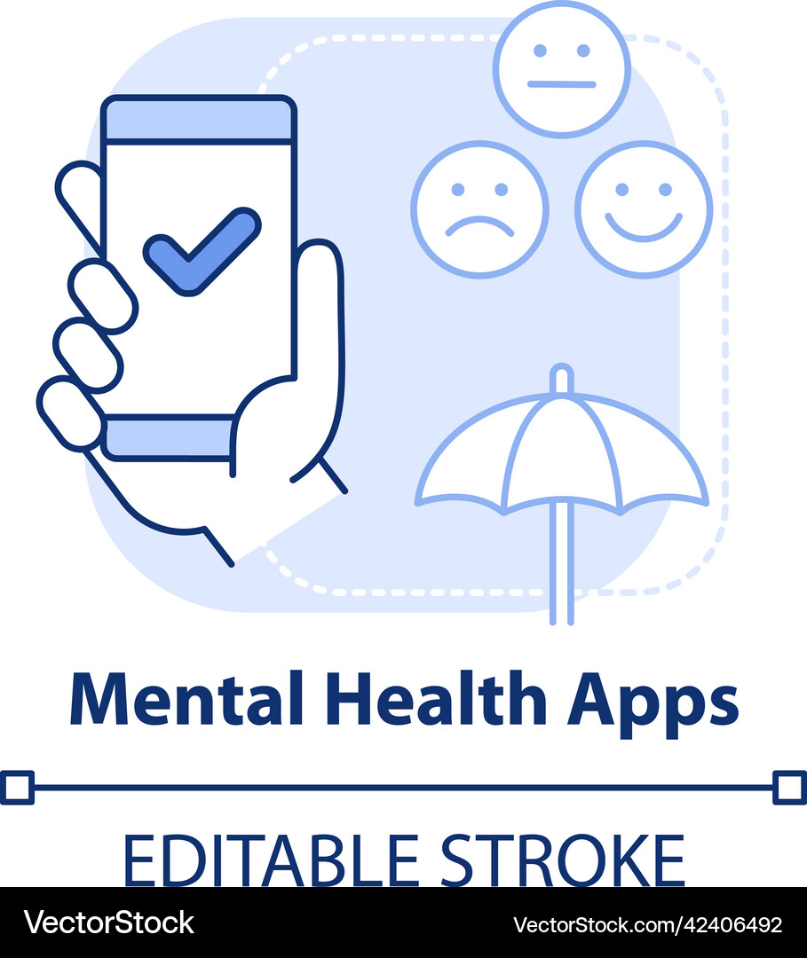 Mental health apps light blue concept icon Vector Image