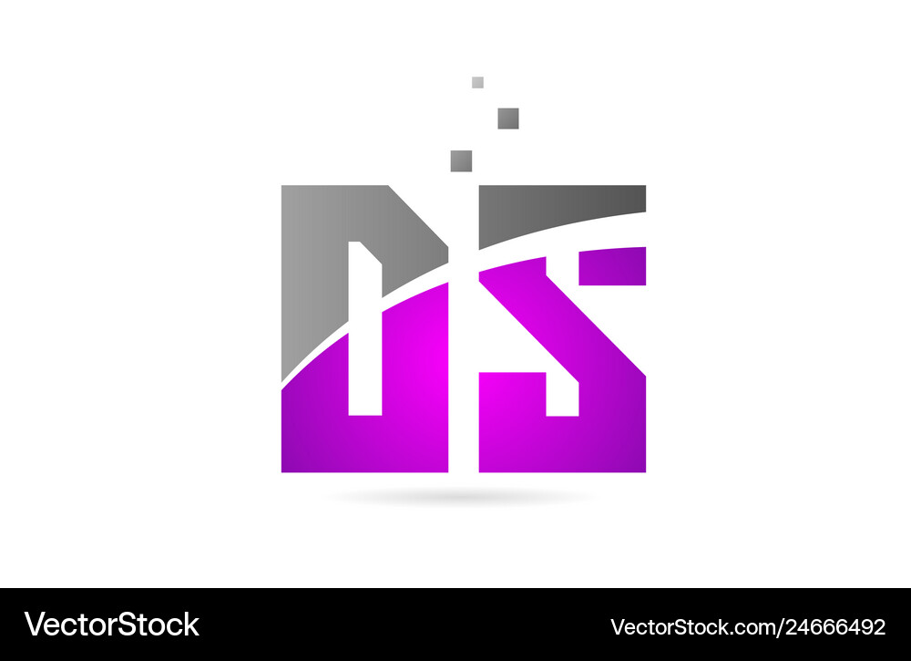 Pink grey alphabet letter combination ds d s Vector Image